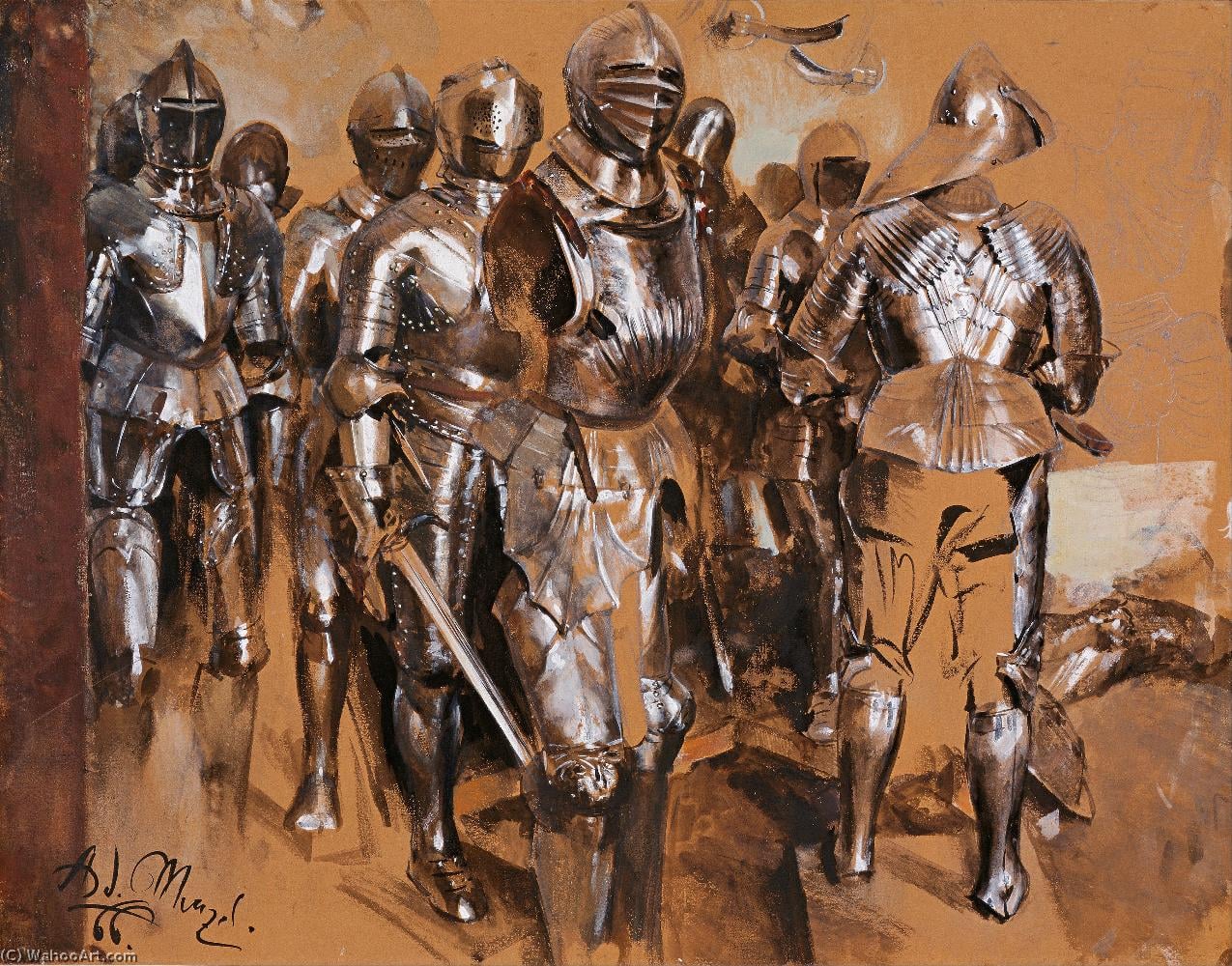 Get Paintings Reproductions Suits of Armor Standing, 1866 by Adolph Von ...