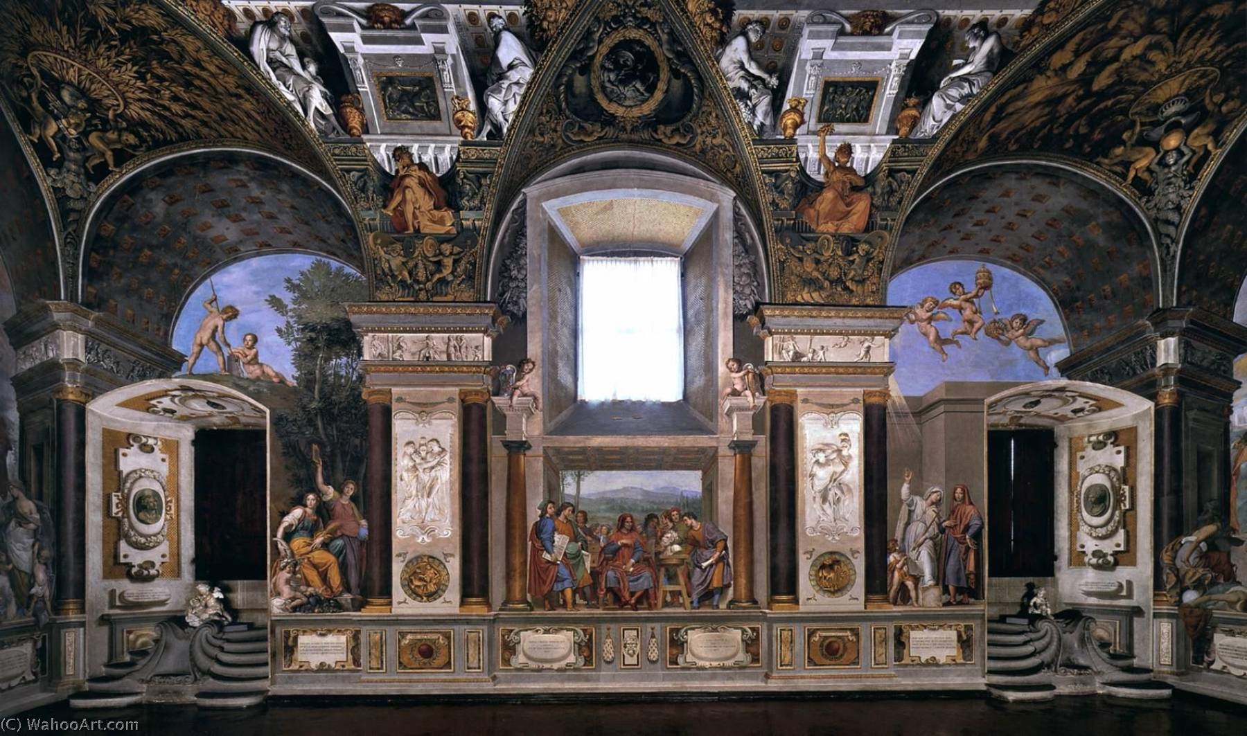 Artwork Replica View of the west wall, 1638 by Ottavio Vannini (1585 ...