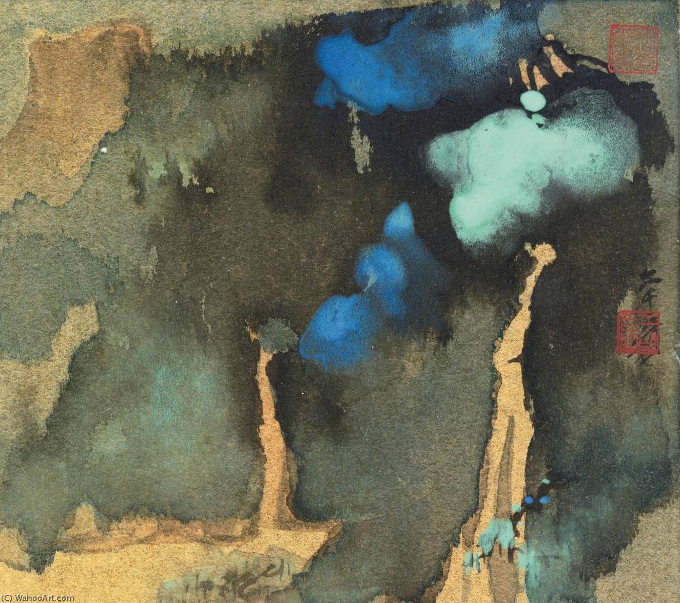 Museum Art Reproductions SPLASH COLOR LANDSCAPE by Zhang Daqian ...