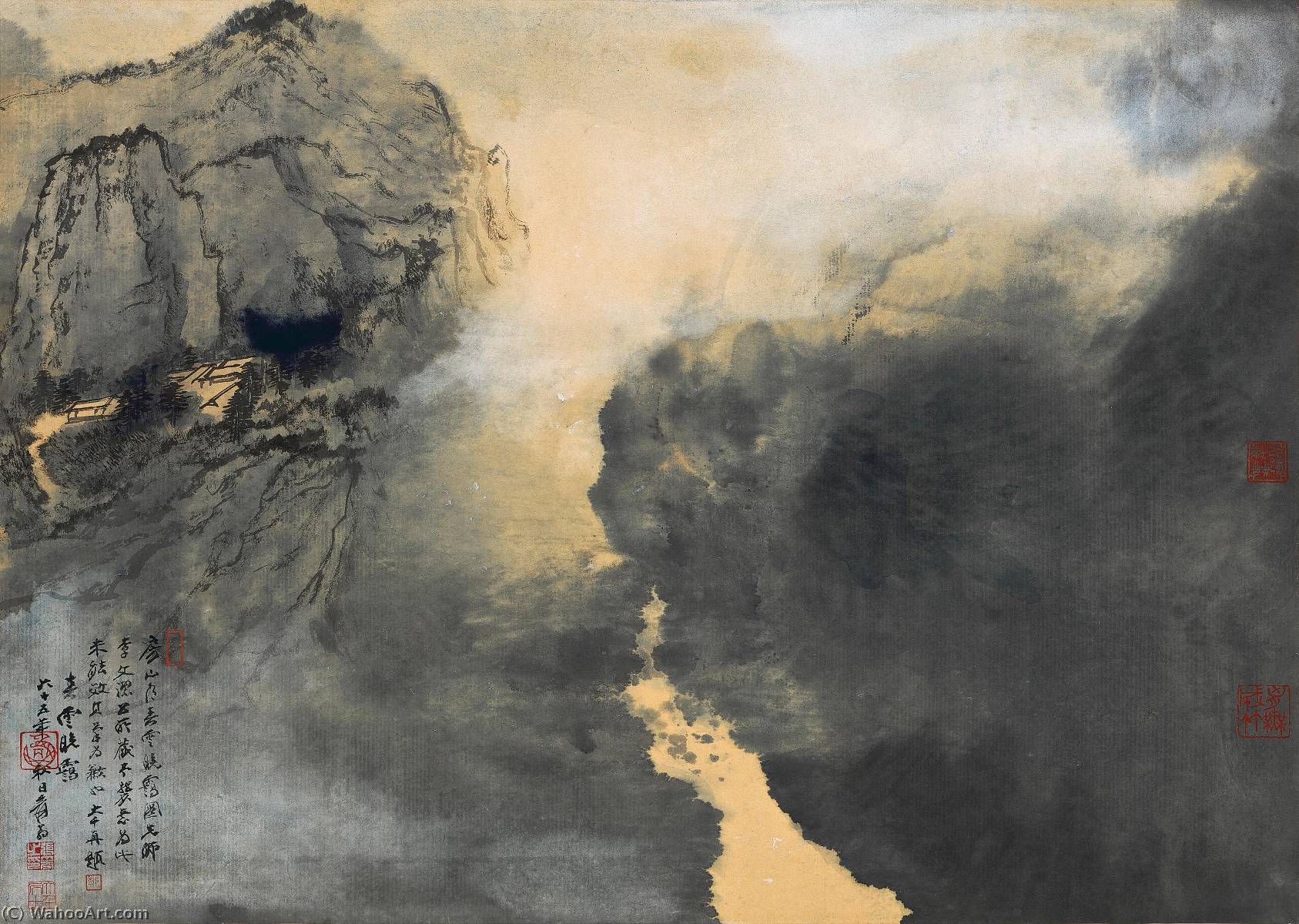 Get Art Reproductions MORNING MIST IN SPRING by Zhang Daqian (Inspired ...