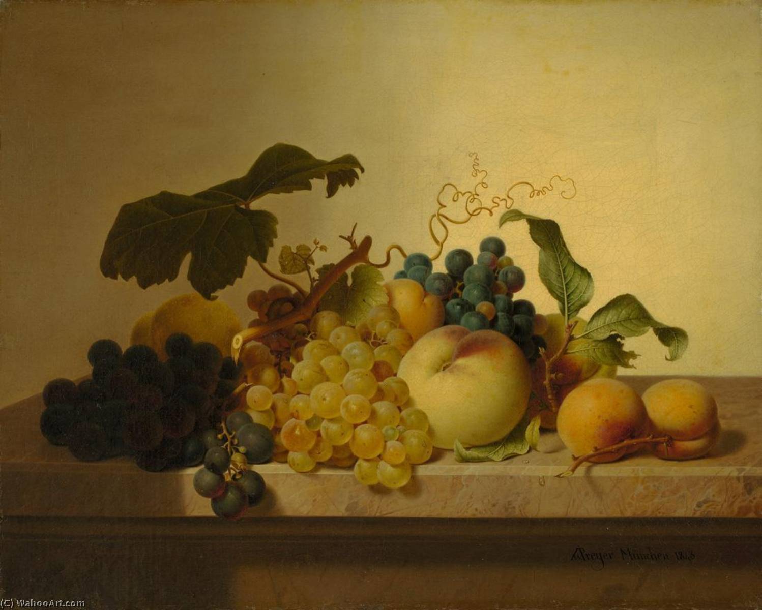 Museum Art Reproductions Fruit on a Marble Table, 1843 by Johann ...