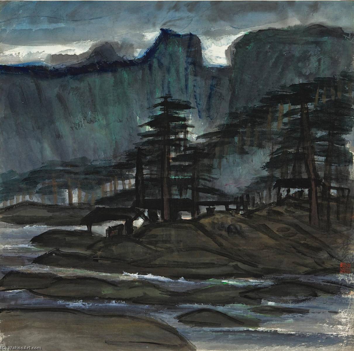 Acheter Reproductions D'art De Musée Maisons en Pine Paysage de Lin ...