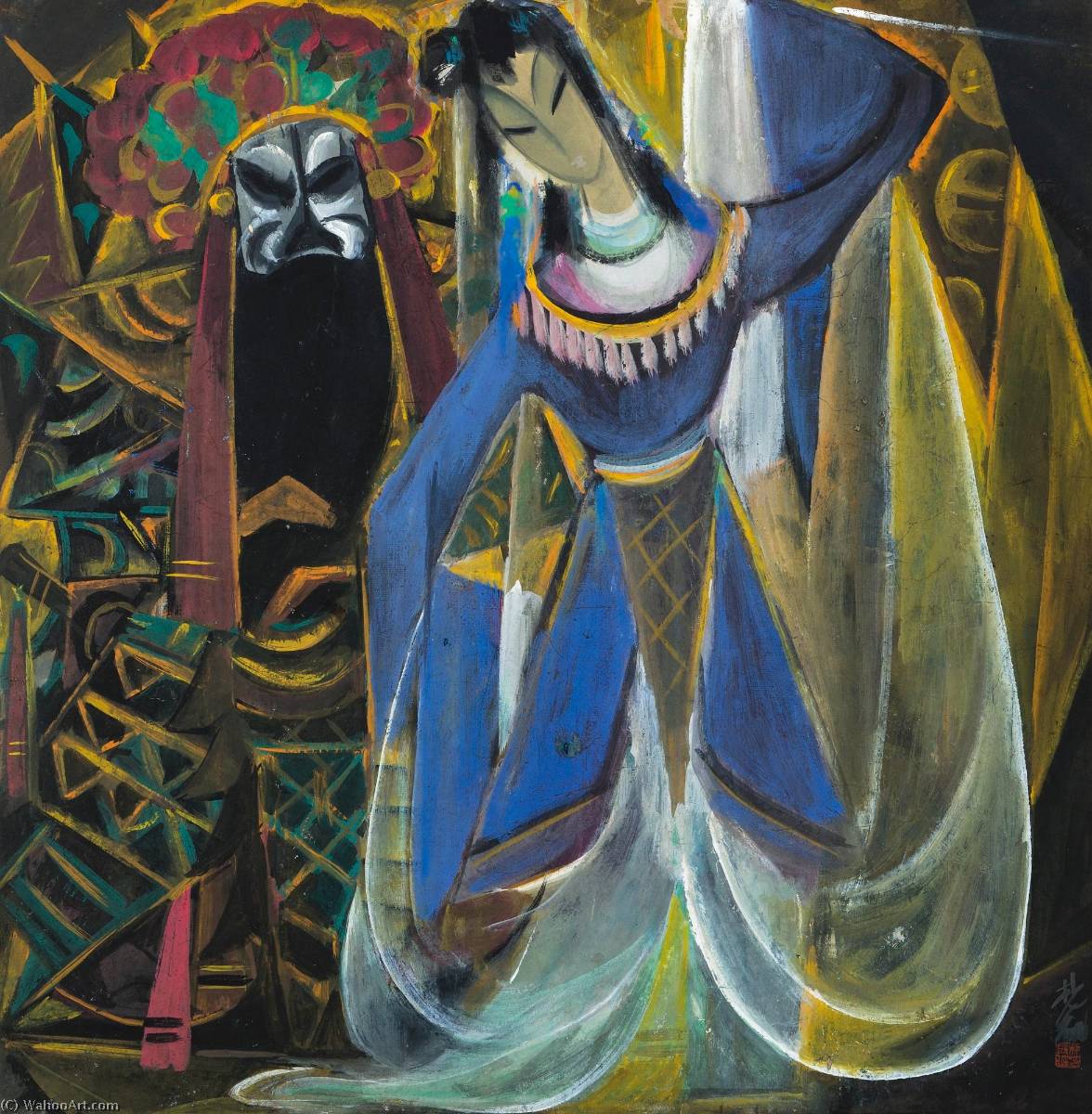 Oil Painting Replica OPERA FIGURES by Lin Fengmian (Inspired By) (1900 ...