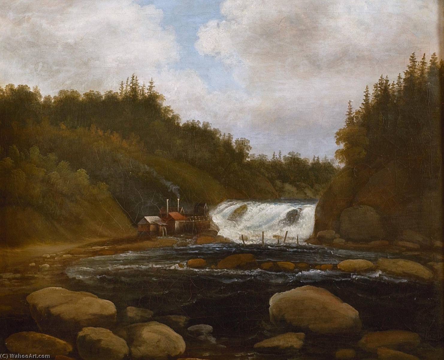 Purchase Oil Painting Replica Landscape with mill and rapids, 1840 by ...