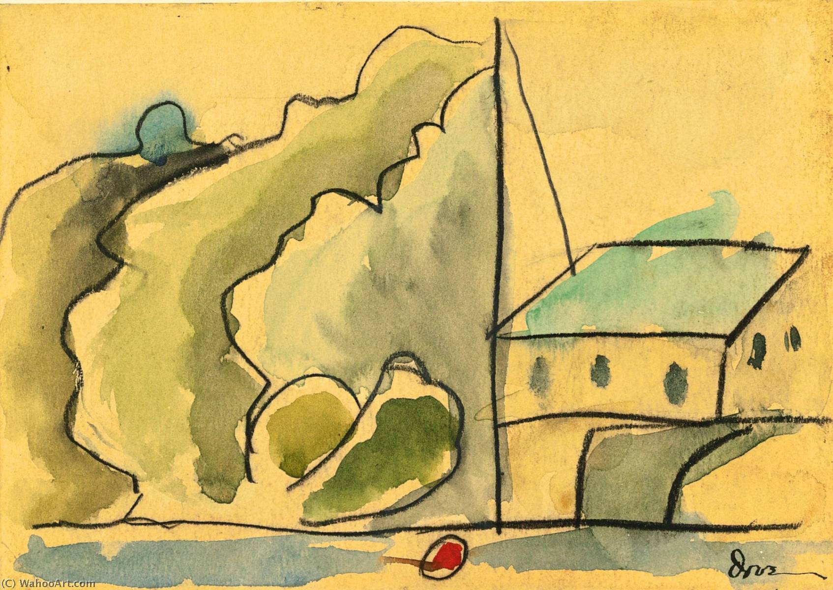 Oil Painting Replica Harbor with Red Buoy by Arthur Garfield Dove (1880 ...