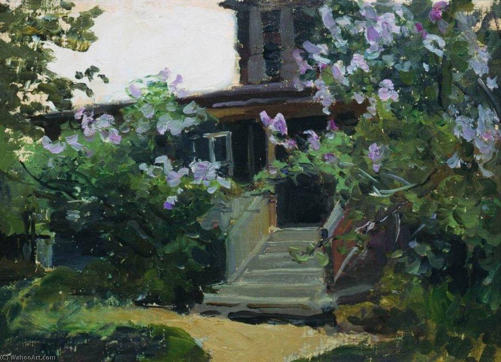 Museum Art Reproductions A House Surrounded by Flowers by Alexei ...