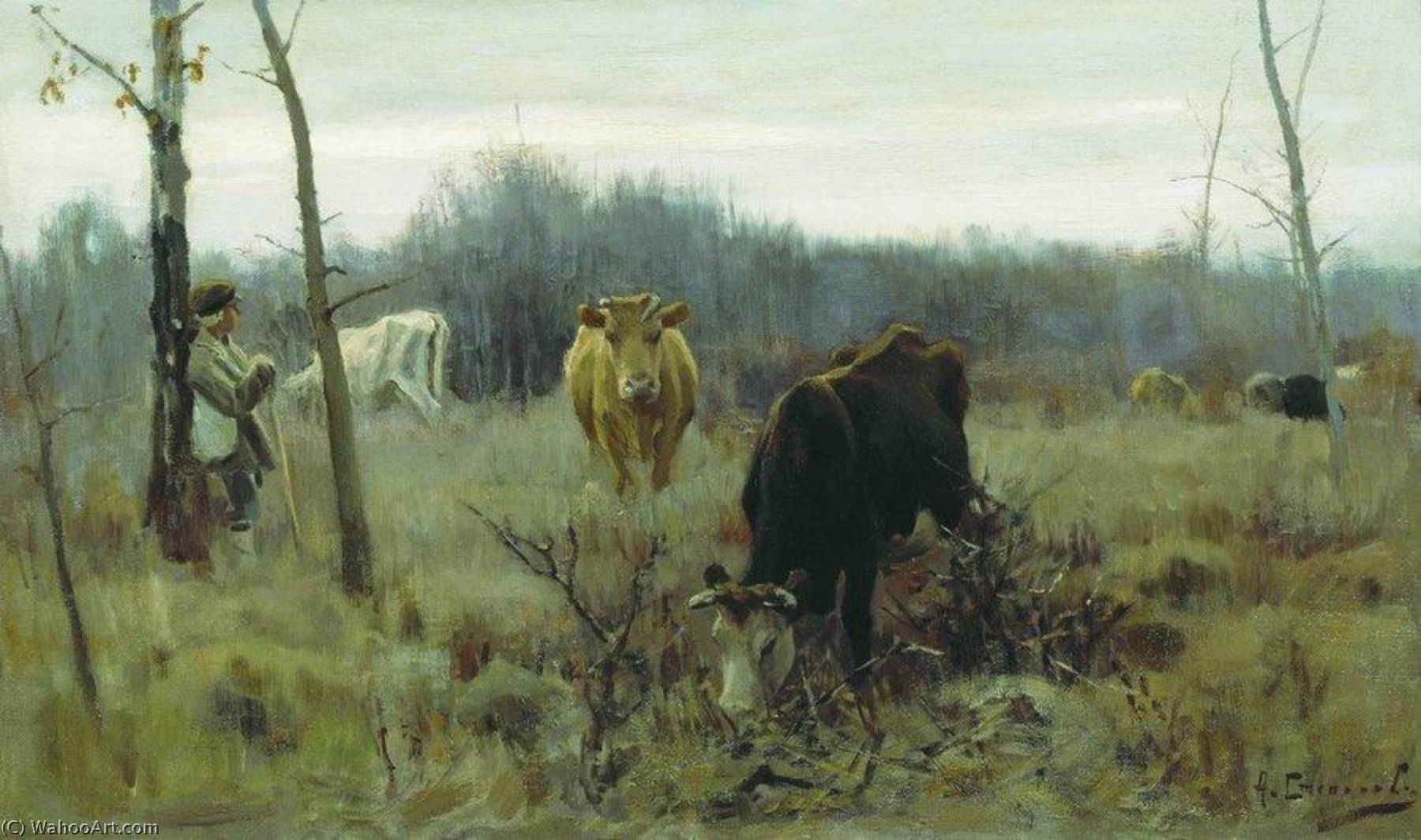 Purchase Oil Painting Replica Grazing Cows by Alexei Stepanov (1858 ...