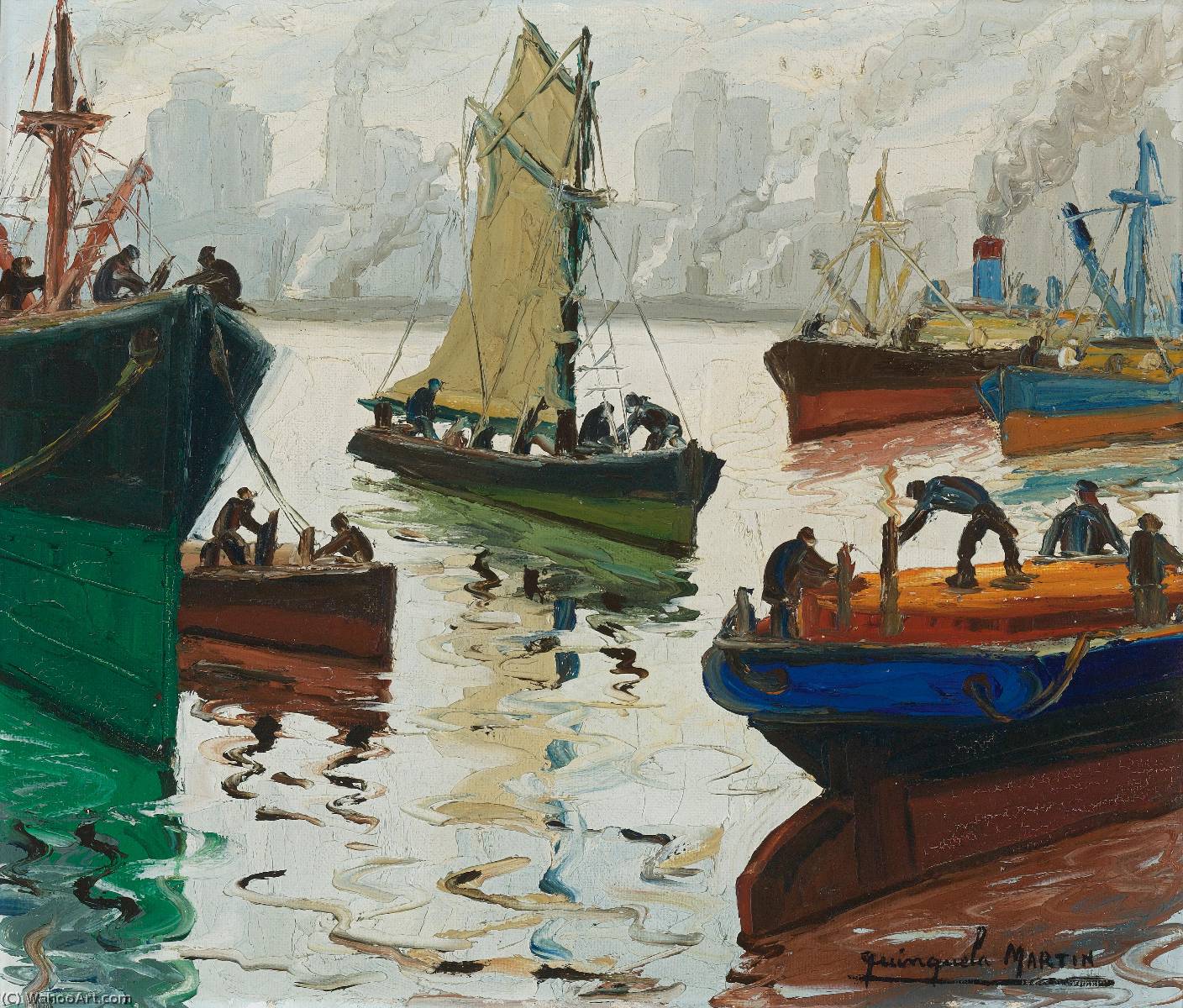 Comprar Reproducciones De Arte Del Museo Llegada de Veleros de Benito Quinquela Martín ...