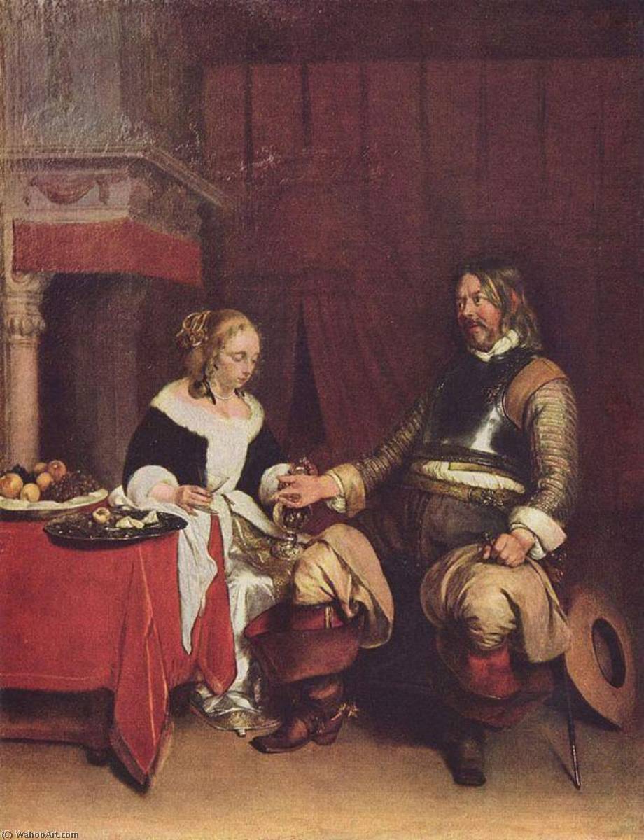Museum Art Reproductions The Gallant Soldier, 1665 by Gerard Ter Borch ...