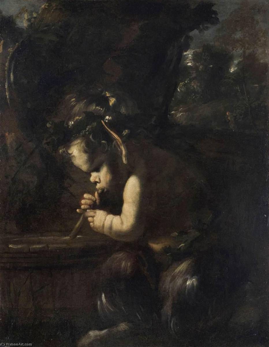 Paintings Reproductions Young Satyr Drinking through a Reed, 1650 by Da ...