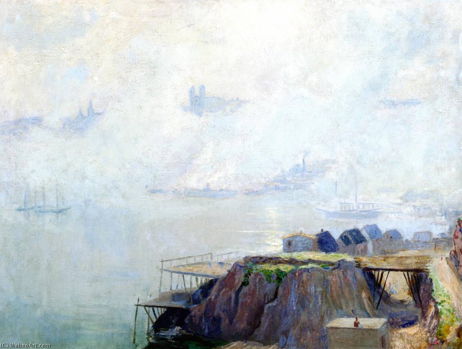 Reproductions D'art Lifting Fog, St. John`s (Terre-Neuve), 1912 de ...