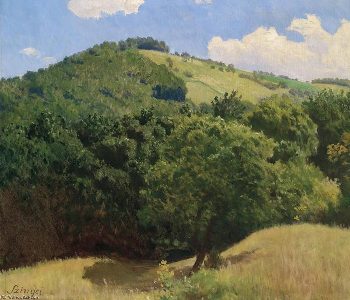 Paintings Reproductions Hilly Landscape by Pal Szinyei Merse | ArtsDot.com
