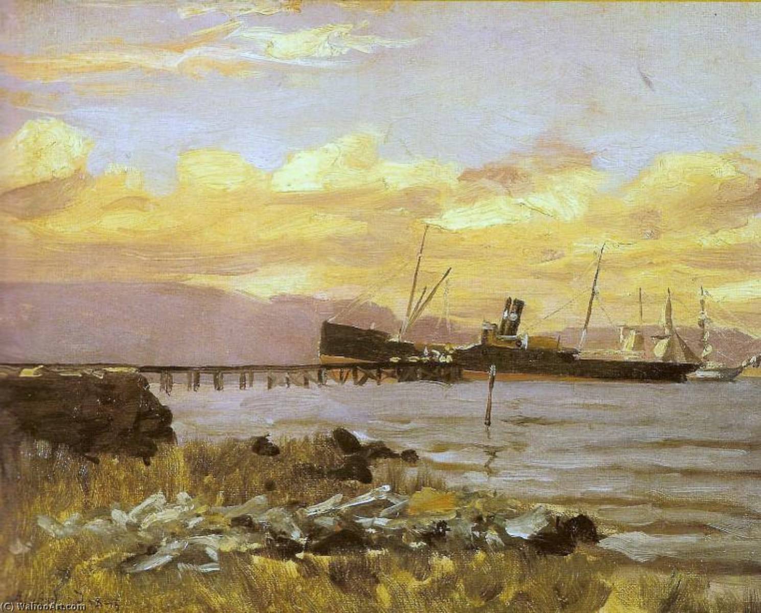 Museum Art Reproductions View of the port, 1895 by Alfredo Andersen ...