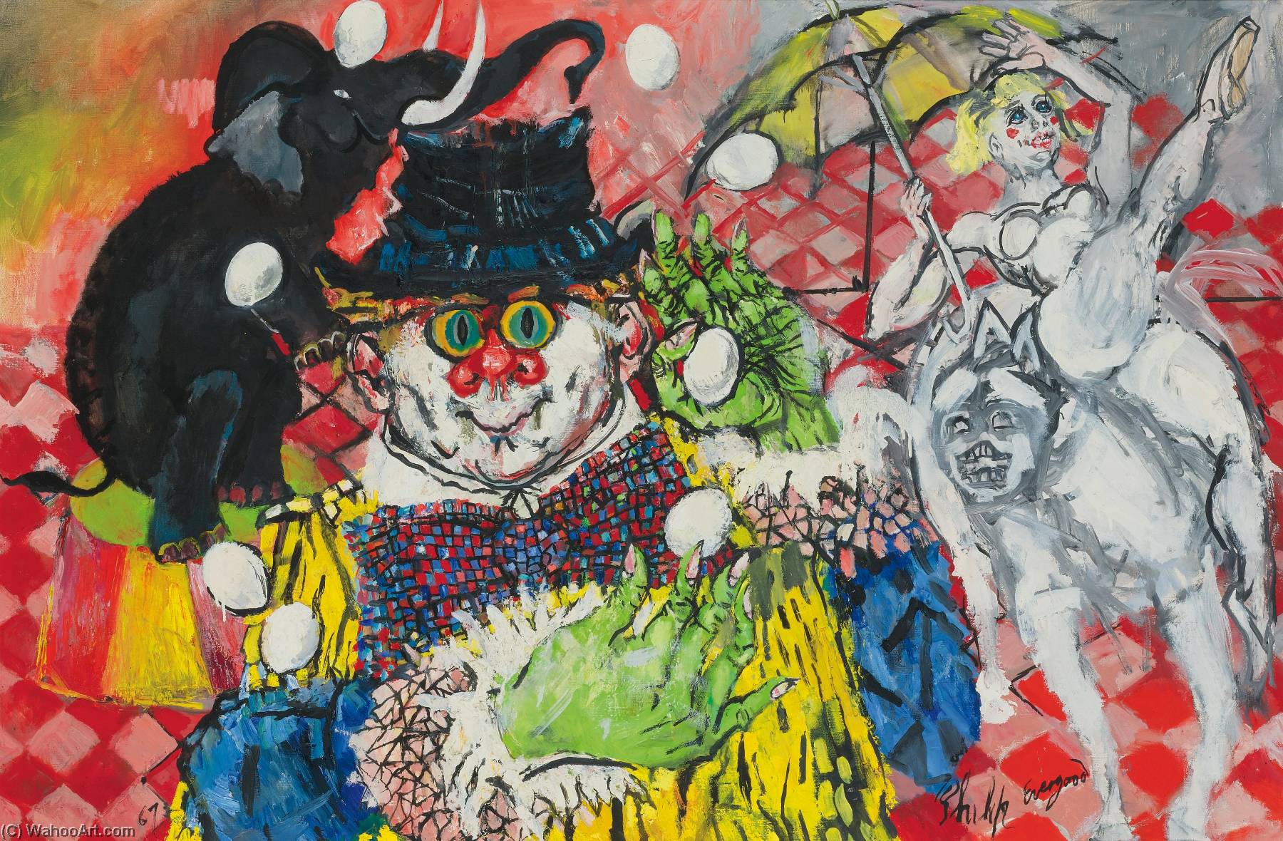 Oil Painting Replica Circus by Philip Evergood (Inspired By) (1901-1973 ...