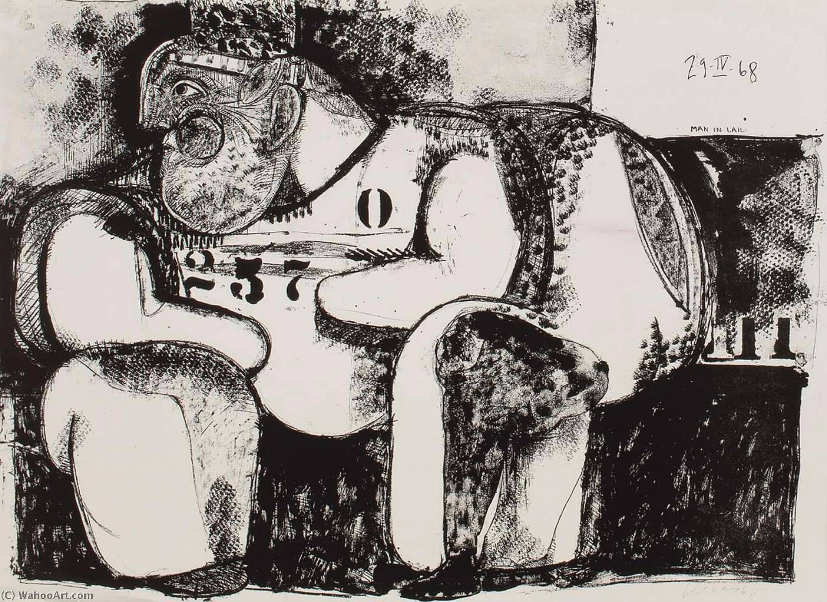 Man in Jail, 1968 by Jose Luis Cuevas (1934-2017, Mexico) Jose Luis ...