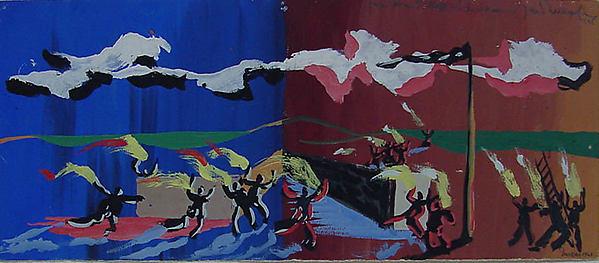 Oil Painting Replica Men Carrying Torches, 1941 by Jean Lurçat ...