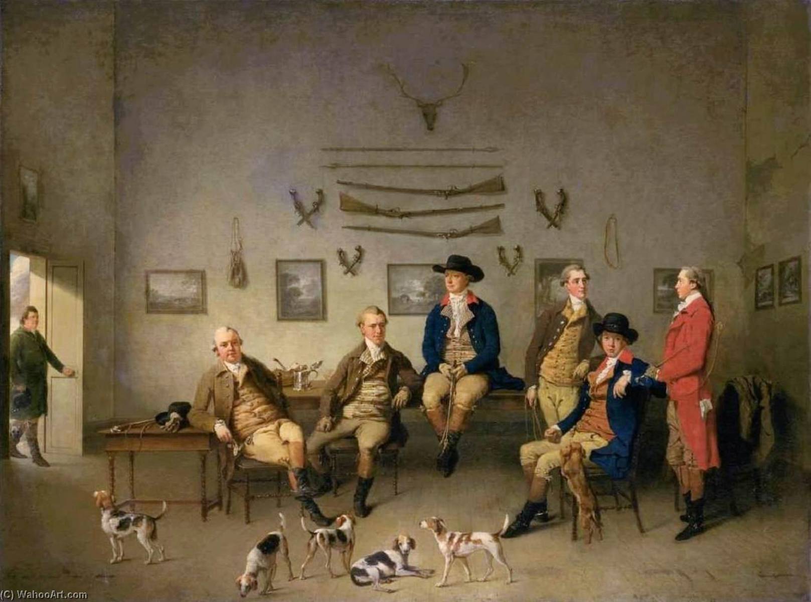 Artwork Replica Members of Carrow Abbey Hunt, 1780 by George Philip ...