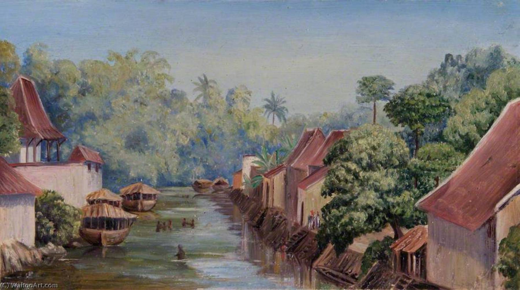 Oil Painting Replica In Surabaza, Java, 1880 by Marianne North (1830 ...
