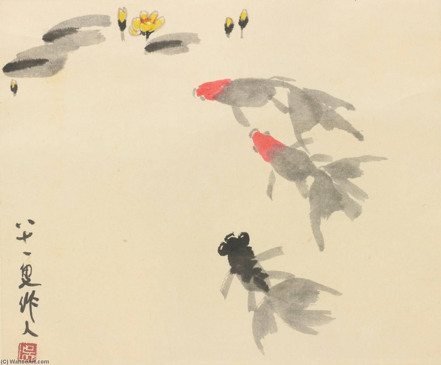 Artwork Replica GOLD FISH by Wu Zuoren (Inspired By) (1908-1997, China ...