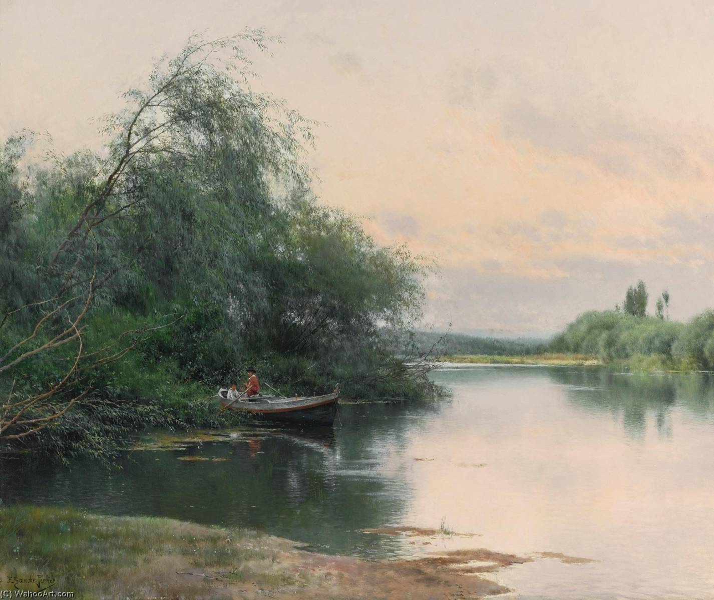 Order Artwork Replica A quiet afternoon on the river by Emilio Sanchez ...