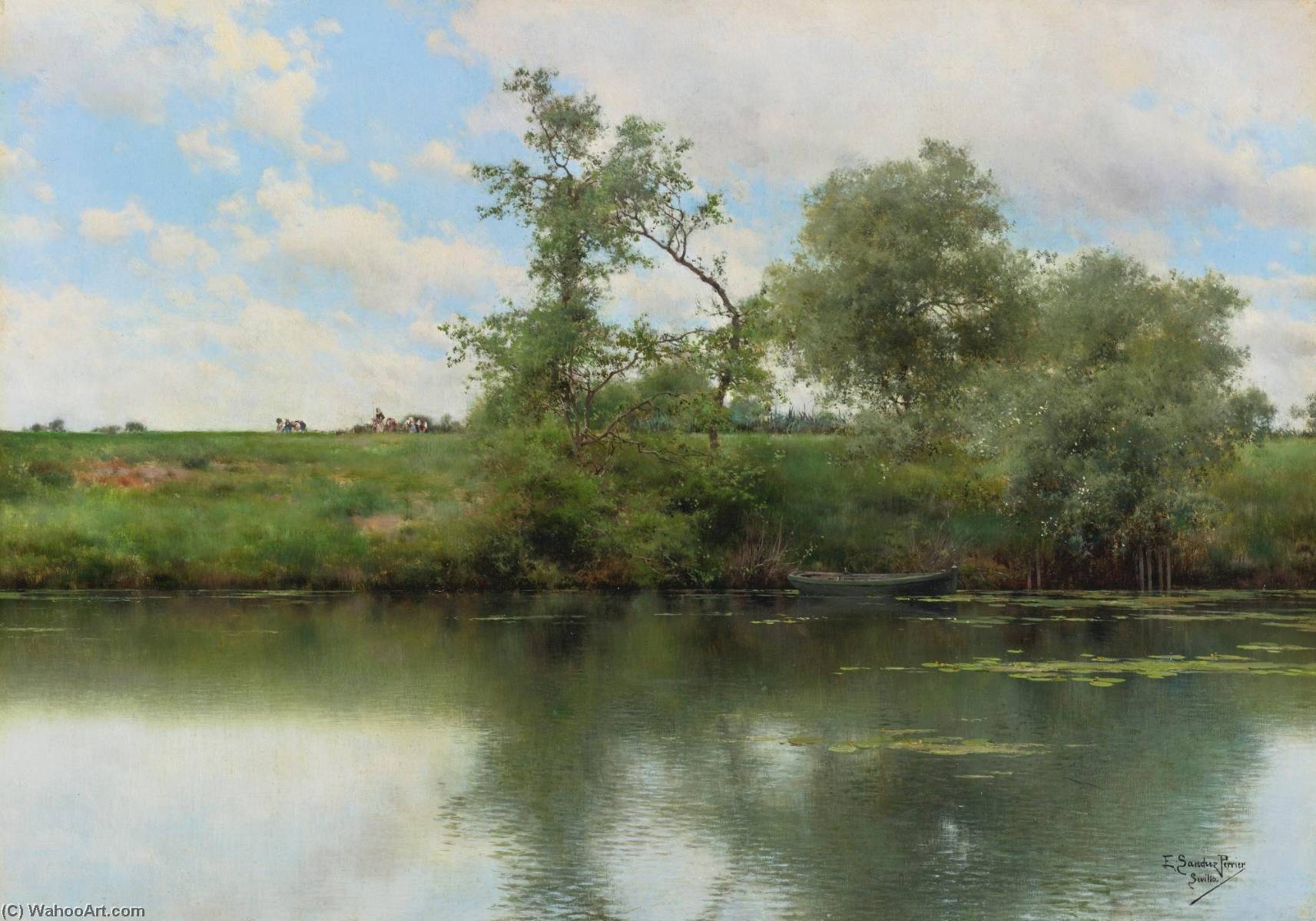 Artwork Replica An Afternooon on the River, Seville by Emilio Sanchez ...