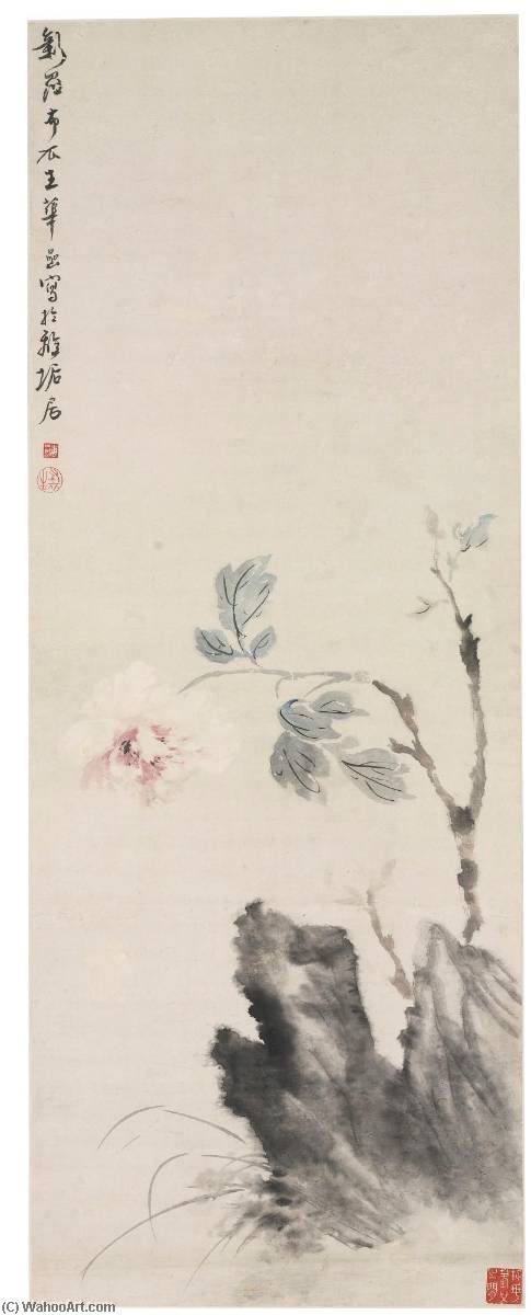 Gemälde Reproduktionen PEONY, ORCHID UND ROCK von Hua Yan (1682-1756 ...