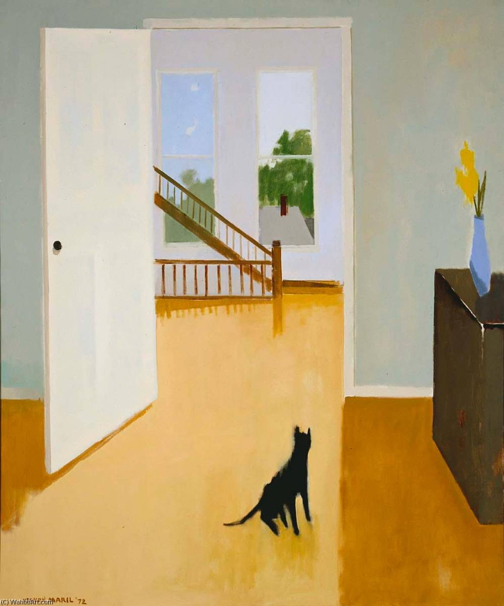 Get Paintings Reproductions Interior with Cat, 1972 by Herman Maril ...