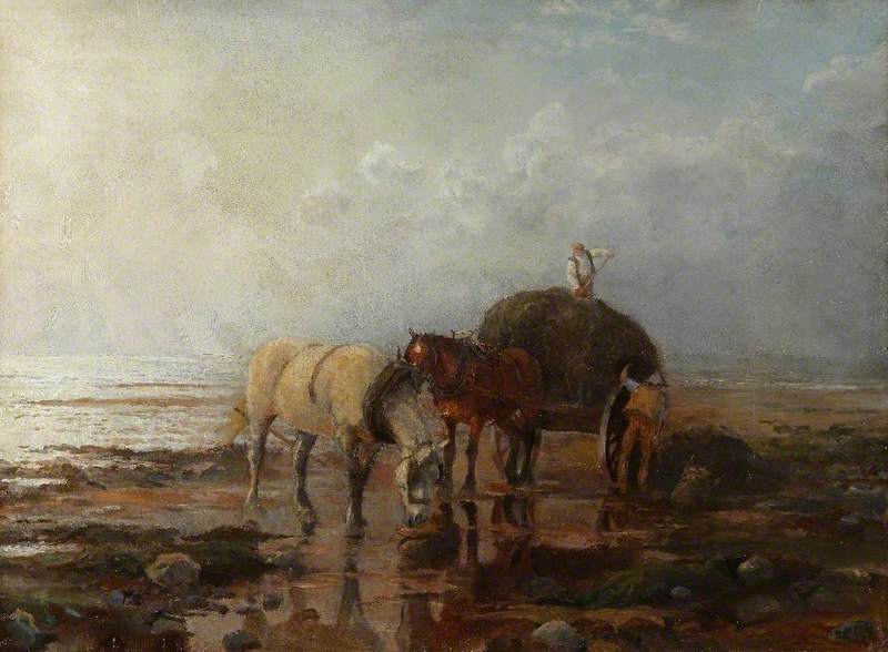 Artwork Replica Hauling Seaweed, Swansea, 1899 by Brian Hatton (1887 ...