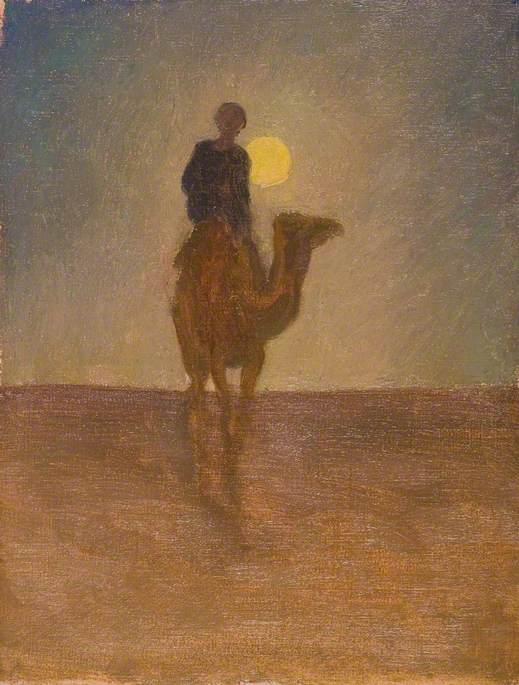 Oil Painting Replica Man on a Camel with the Sun Behind, 1908 by Brian ...