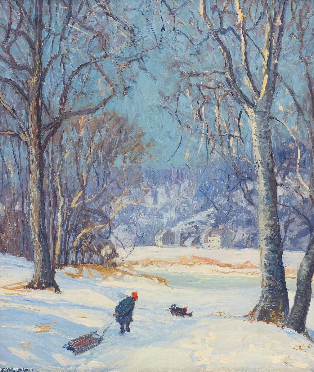 Paintings Reproductions Winter Sports by Edward Willis Redfield ...