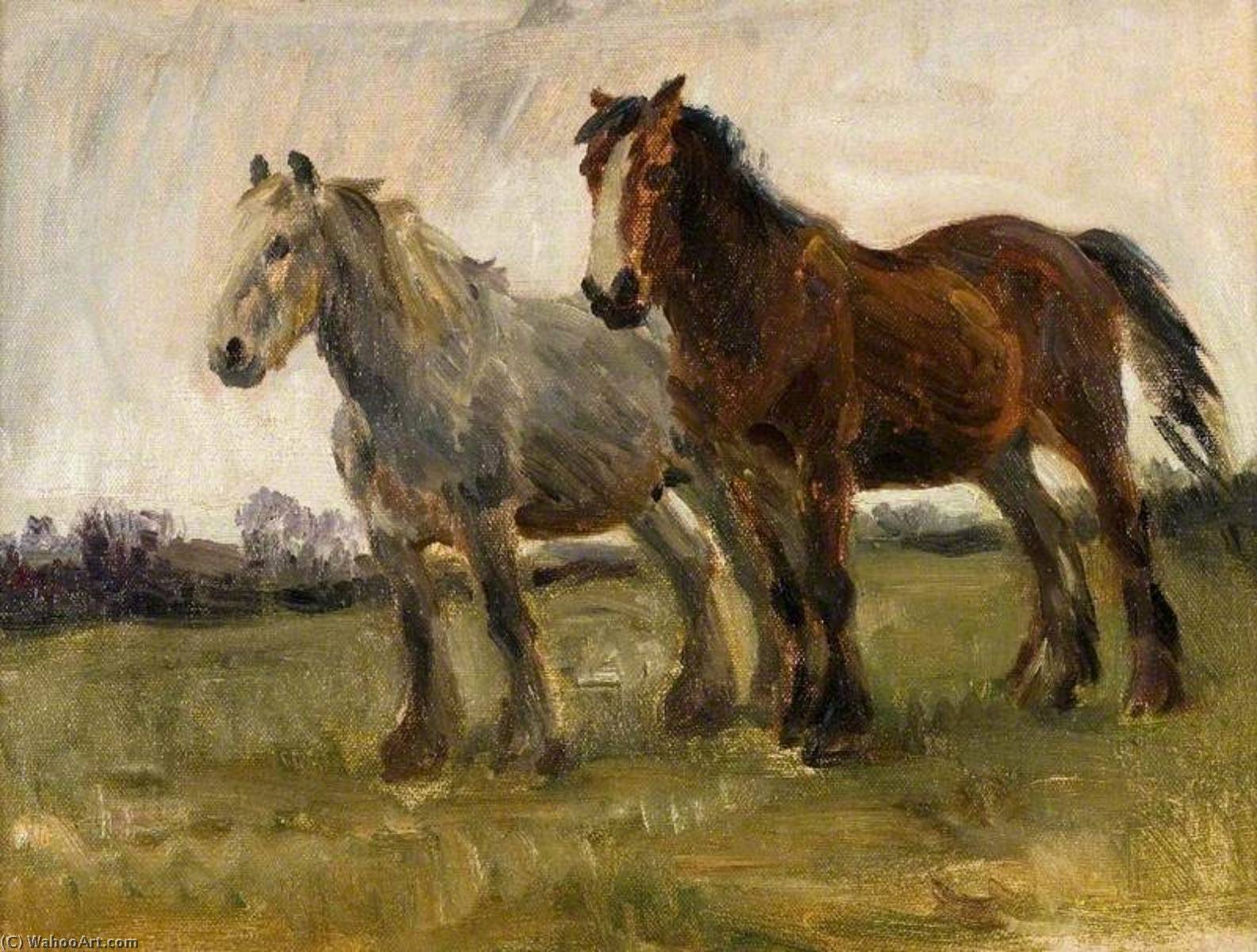 Buy Museum Art Reproductions Two Horses by Brian Hatton (1887-1916 ...