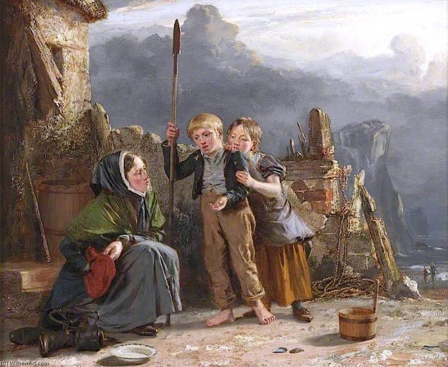 Oil Painting Replica The Expected Penny by Thomas Sword Good (1789-1872 ...