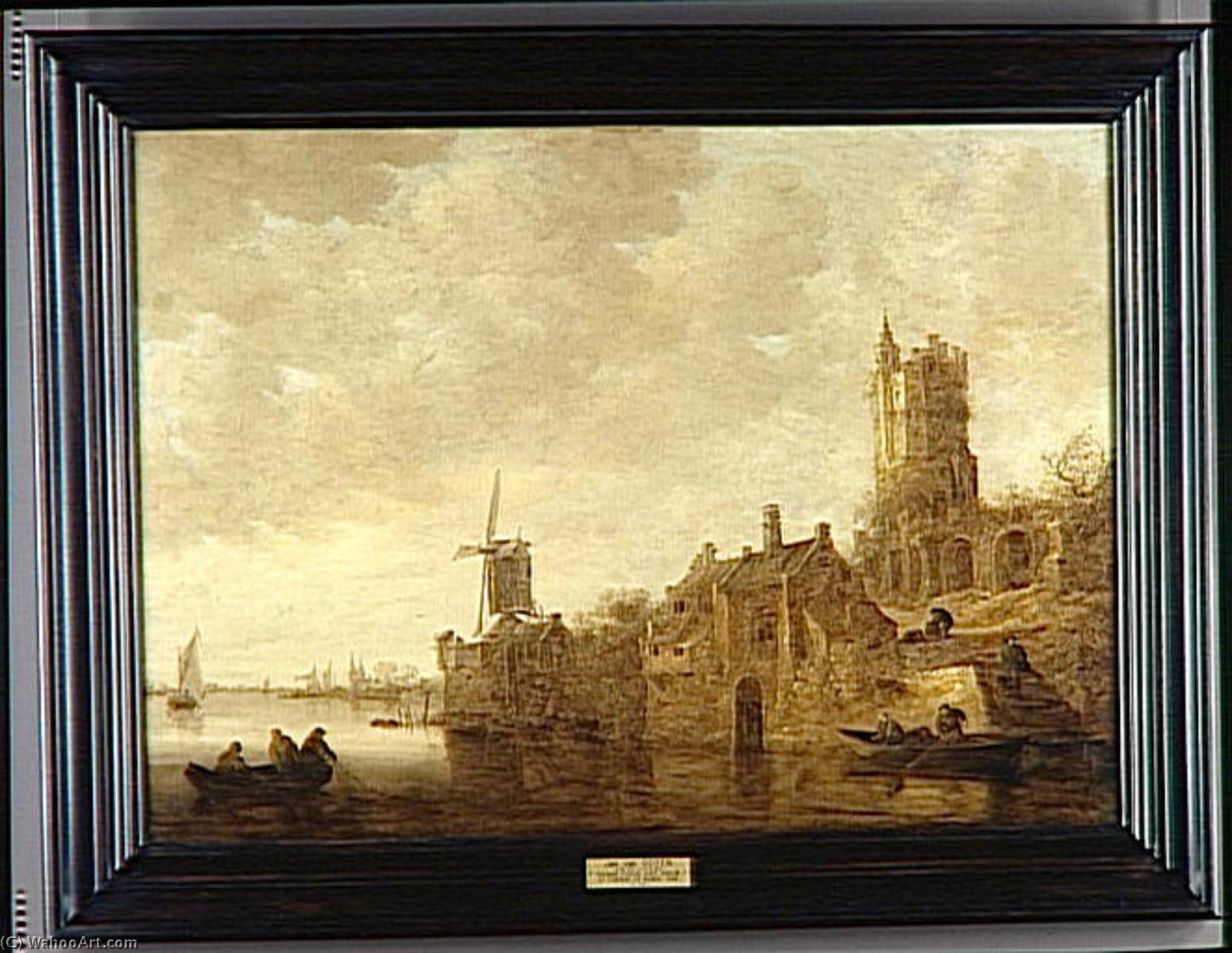 Museum Art Reproductions PAYSAGE FLUVIAL AVEC MOULIN ET CHATEAU EN ...