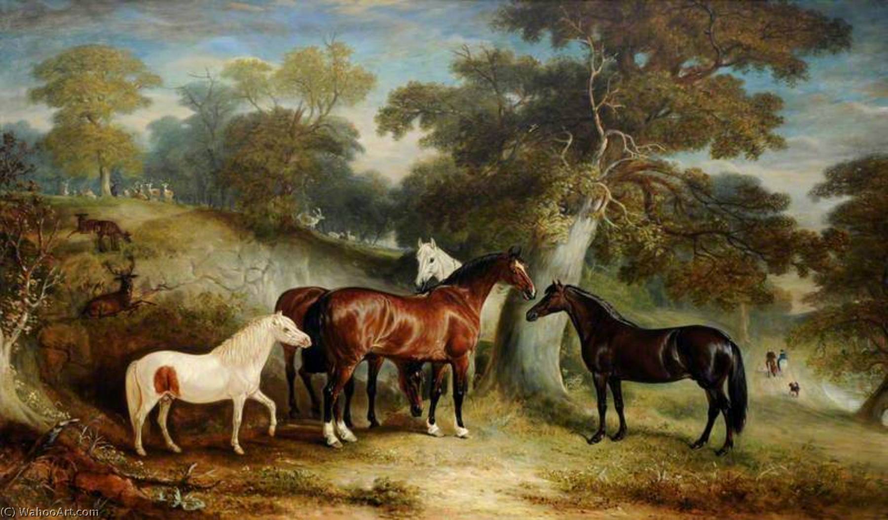 Museum Art Reproductions A Group of Ponies in the Park, 1850 by John E ...