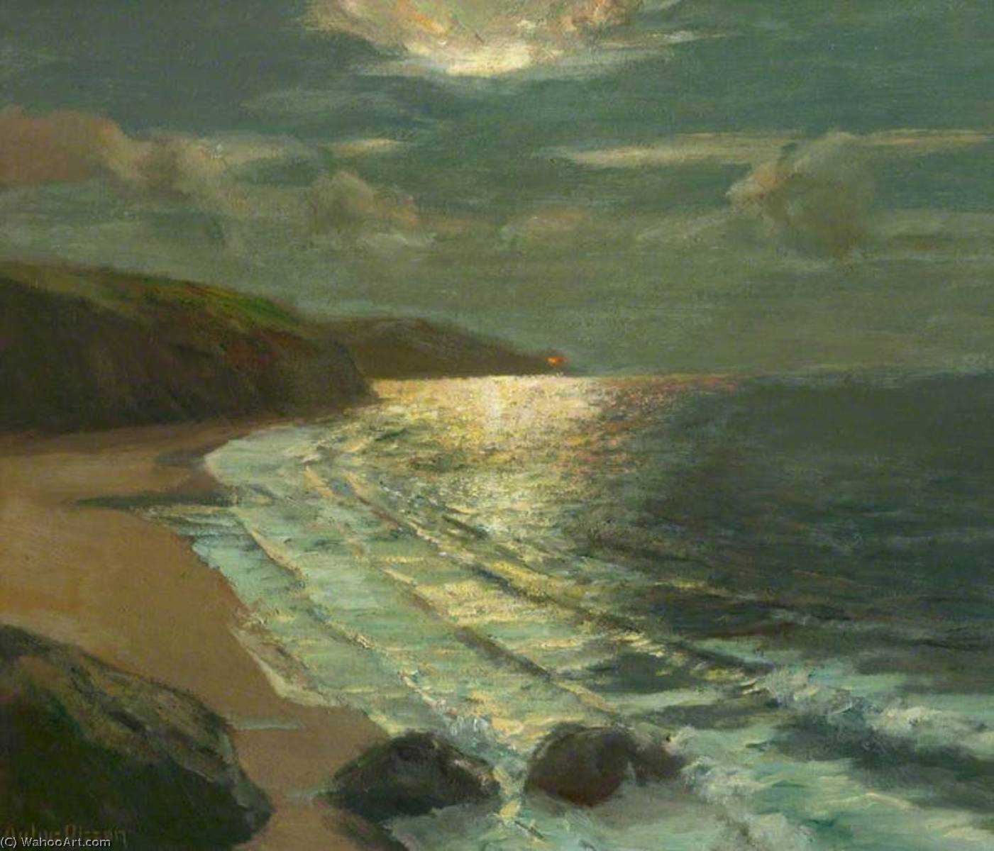 Museum Art Reproductions Moonlight on the Coast by Albert Julius Olsson ...