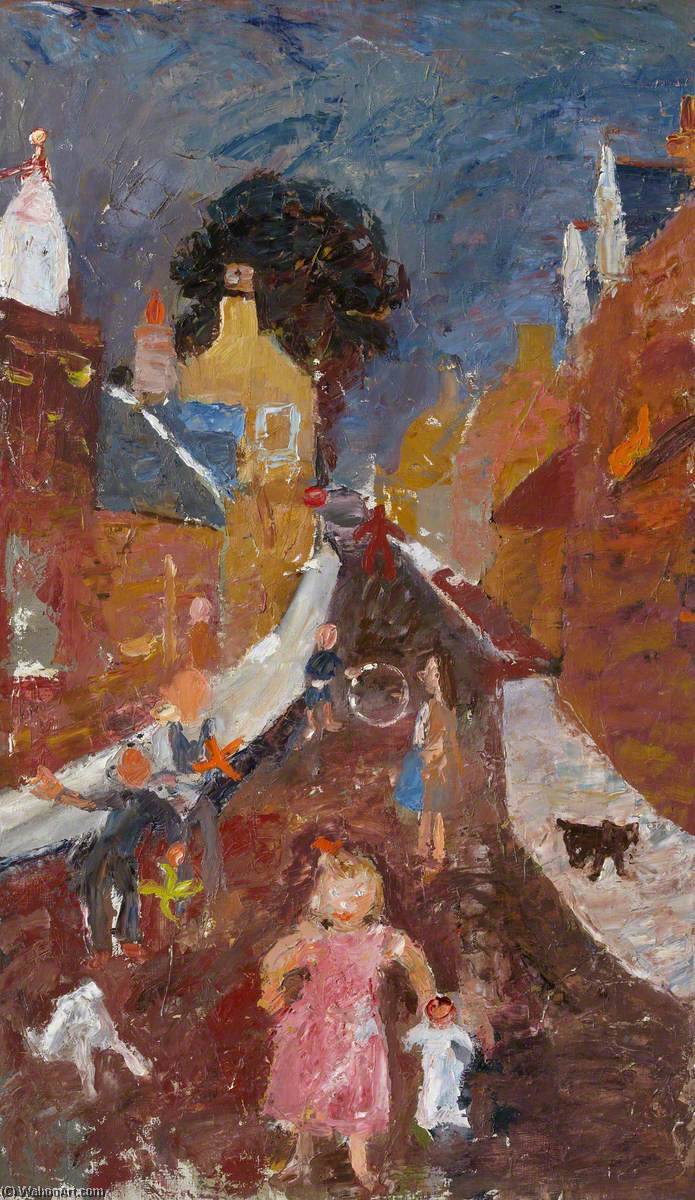 Temple Village, Children Playing, 1945 by William George Gillies ...