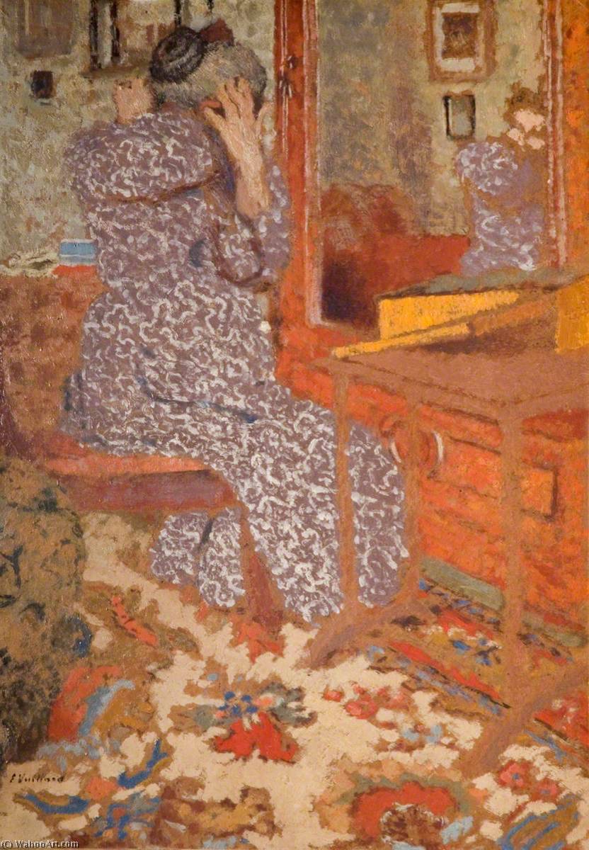 Paintings Reproductions Madame Vuillard Arranging Her Hair, 1900 by ...