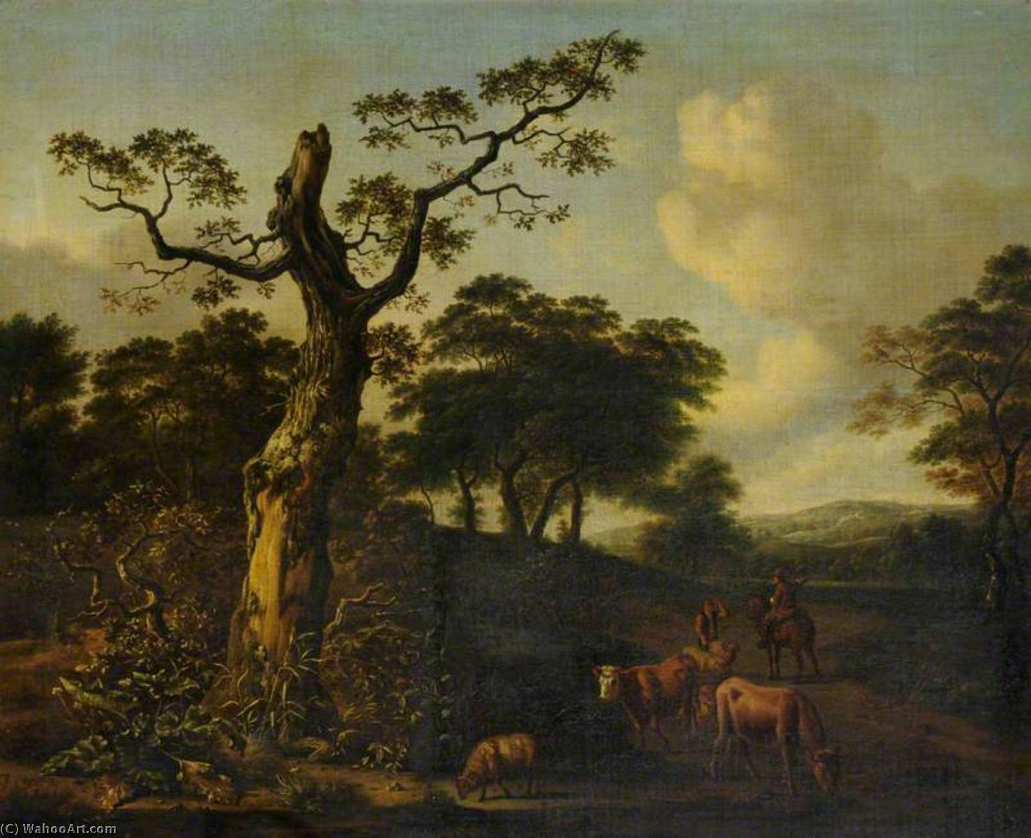 Buy Museum Art Reproductions Extensive Wooded Landscape with Herdsmen ...