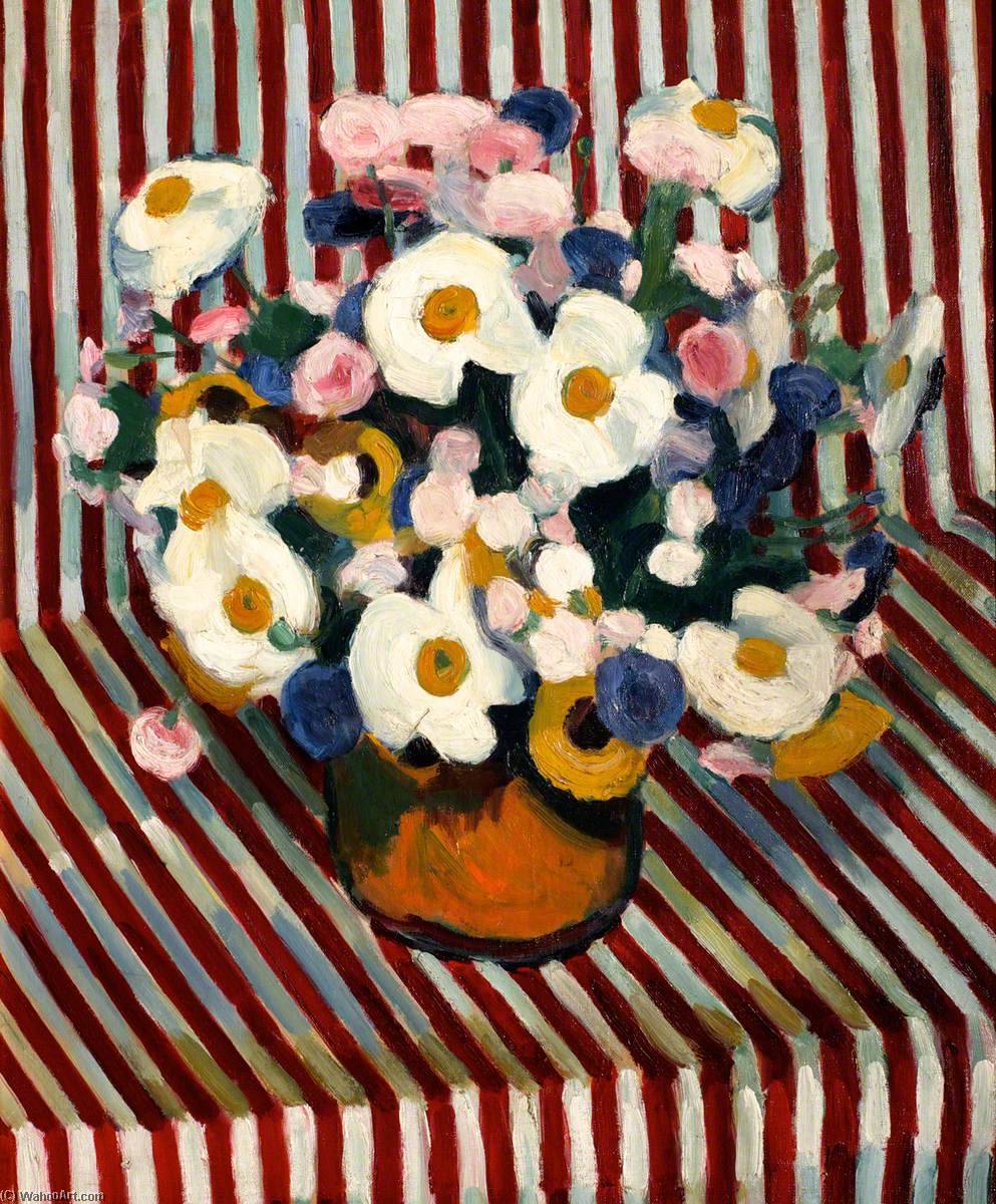 Purchase Oil Painting Replica Flowers on Striped Background, 1931 by ...