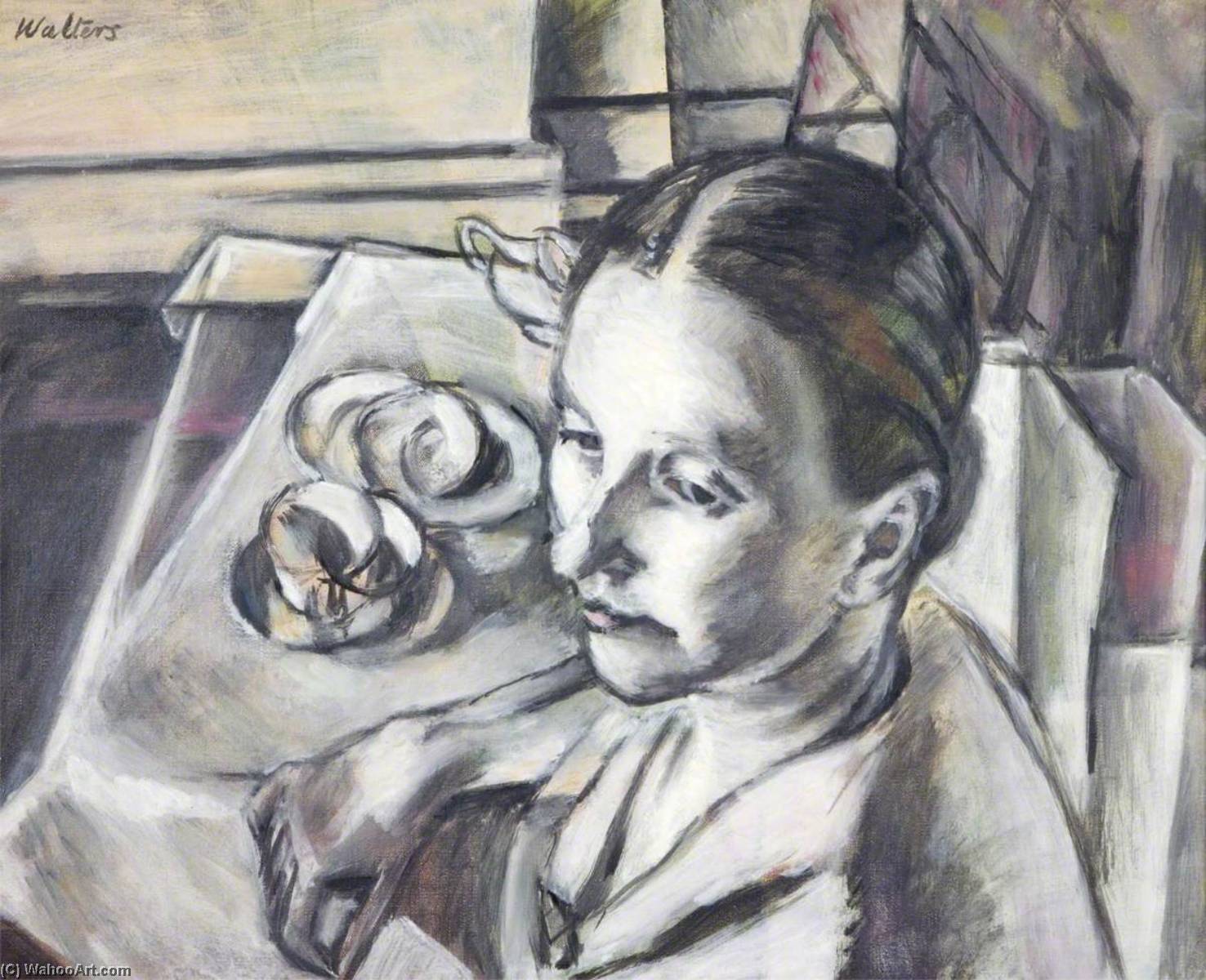 Paintings Reproductions At the Tea Table, 1948 by Evan Walters (1892 ...