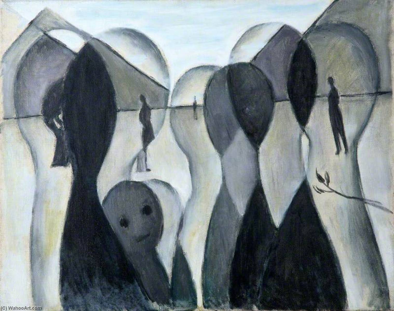 Get Art Reproductions Abstract Heads in Grey by Evan Walters (1892-1951 ...