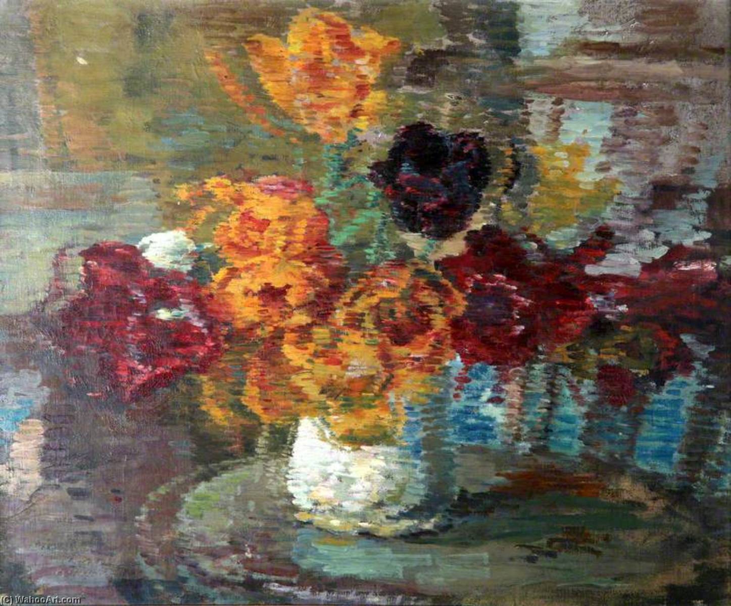 Oil Painting Replica Flowers in a Vase by Evan Walters (1892-1951 ...