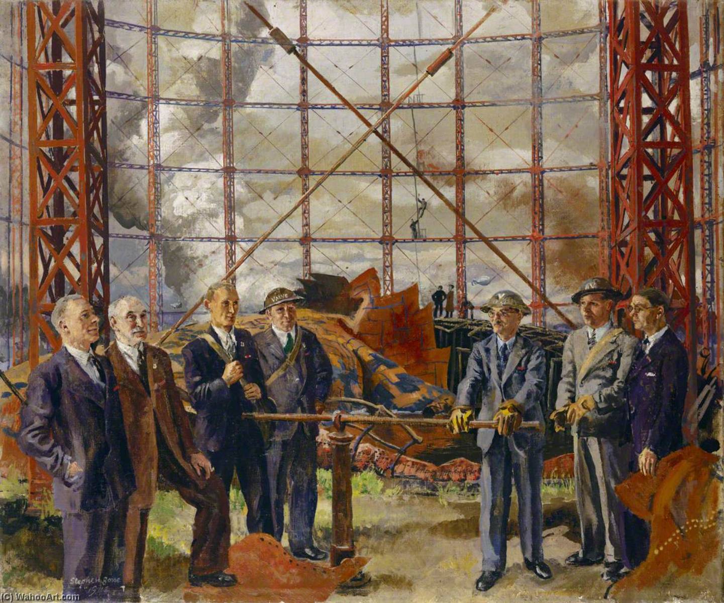 Oil Painting Replica Gas Workers, 1942 by Stephen Bone (Inspired By ...