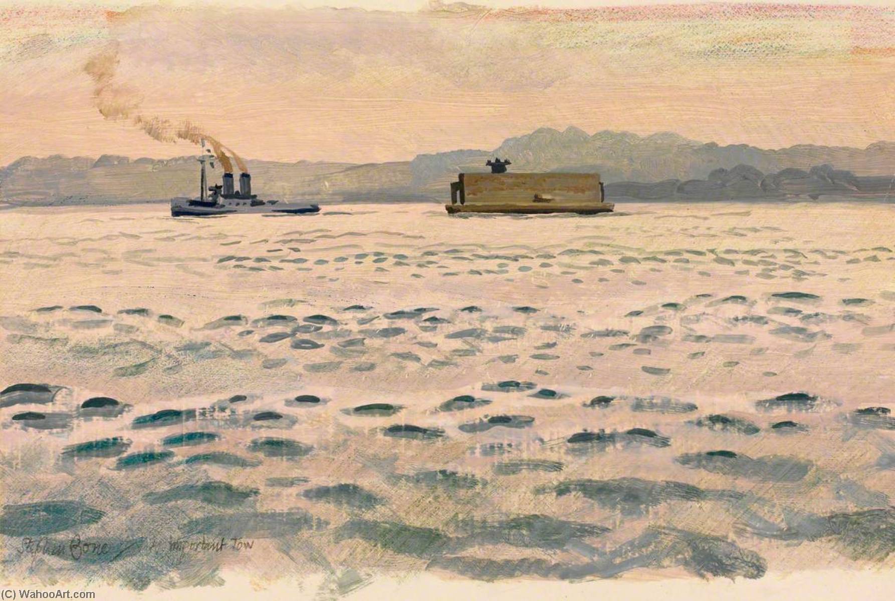 Oil Painting Replica An Important Tow A Caisson for Mulberry Harbour ...