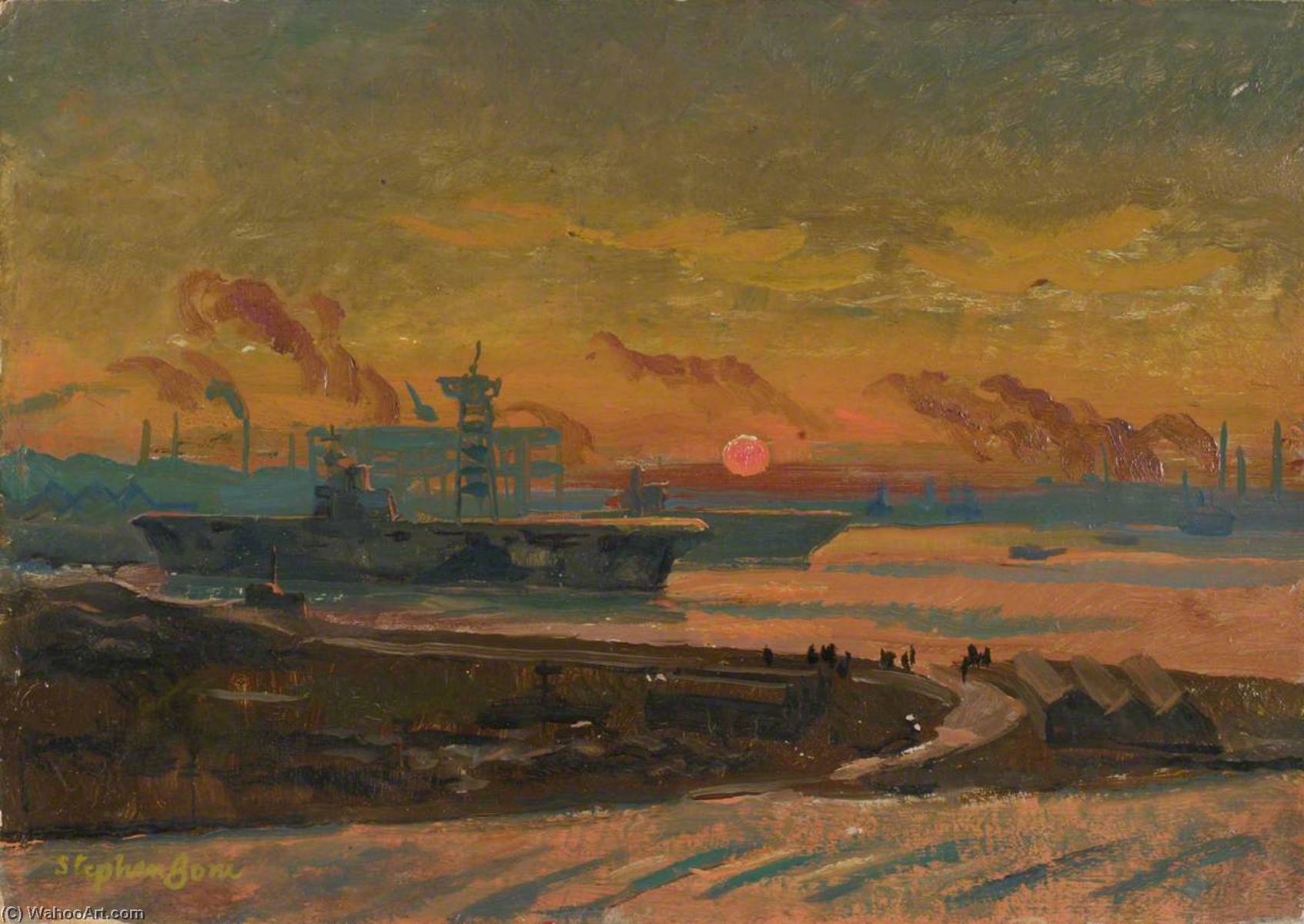 Order Artwork Replica Two Aircraft Carriers by Stephen Bone (Inspired ...