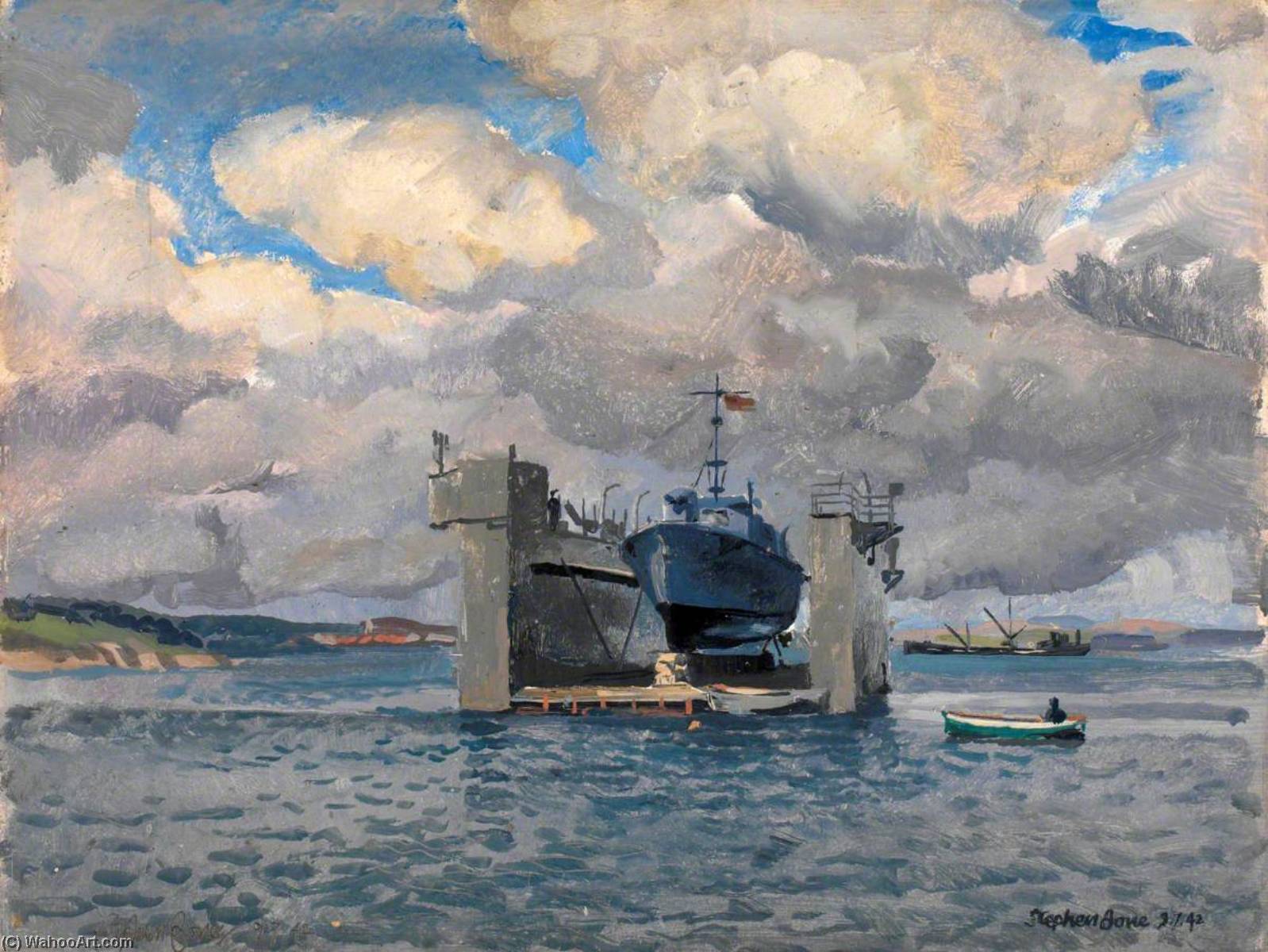 Get Art Reproductions A Rescue Motor Launch in the Floating Dock ...