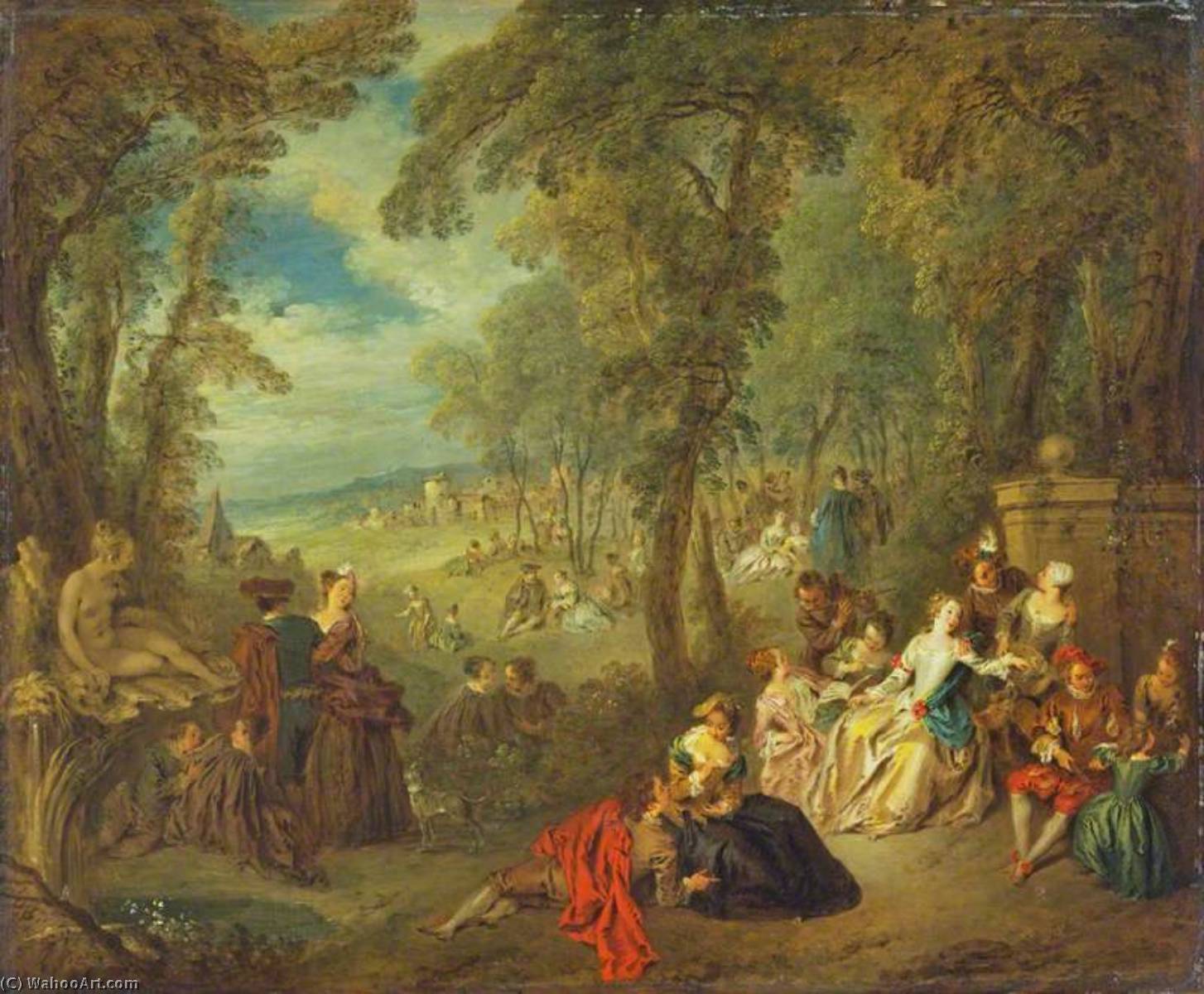 Get Art Reproductions Fête in a Park, 1730 by Jean-Baptiste Pater (1695 ...
