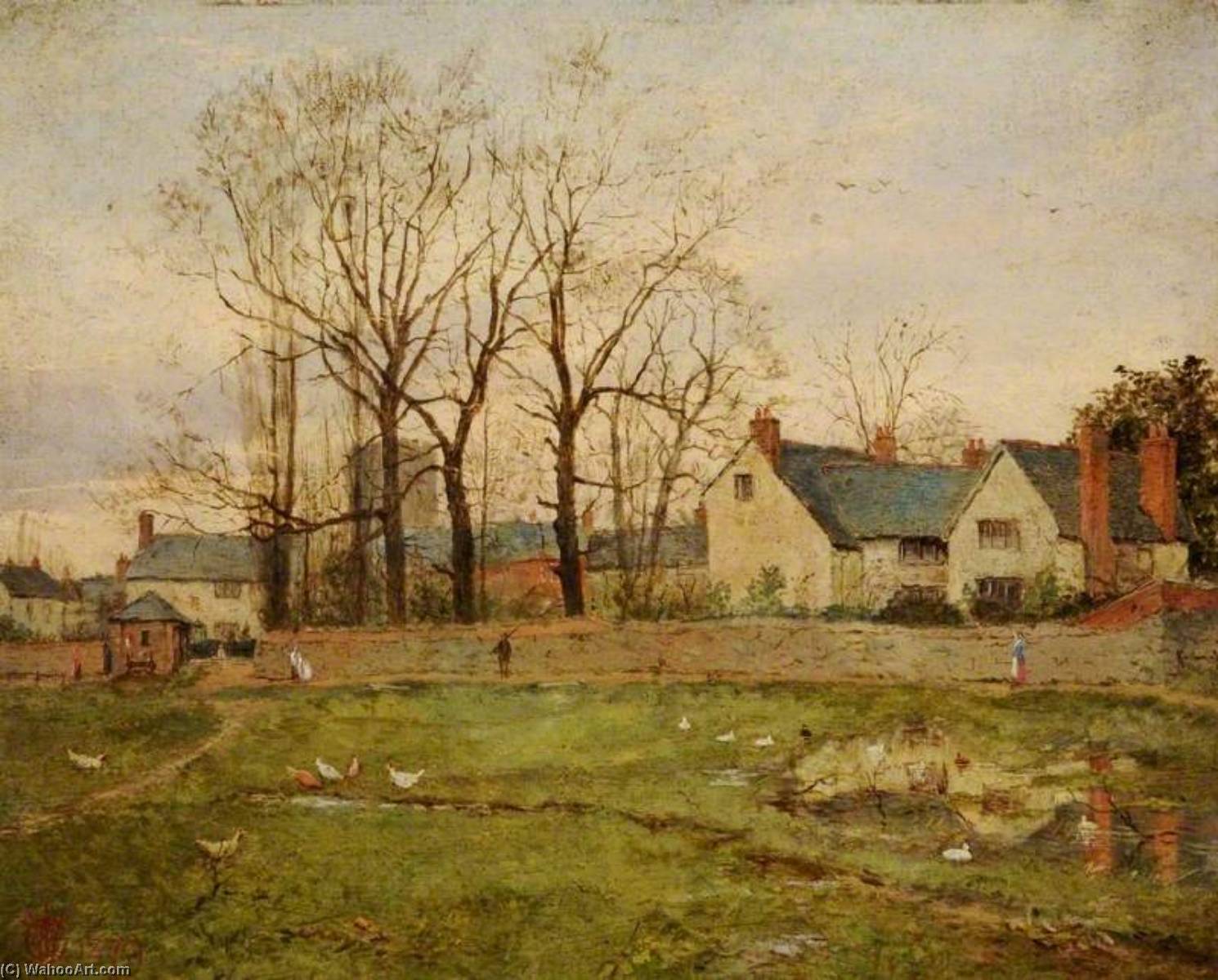 Art Reproductions A Village Scene, 1879 by Edward William Cooke (1811 ...