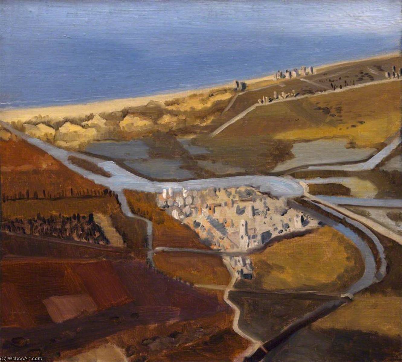 Art Reproductions Nieuport and Seacoast Seen from an Aeroplane, 1918 by ...