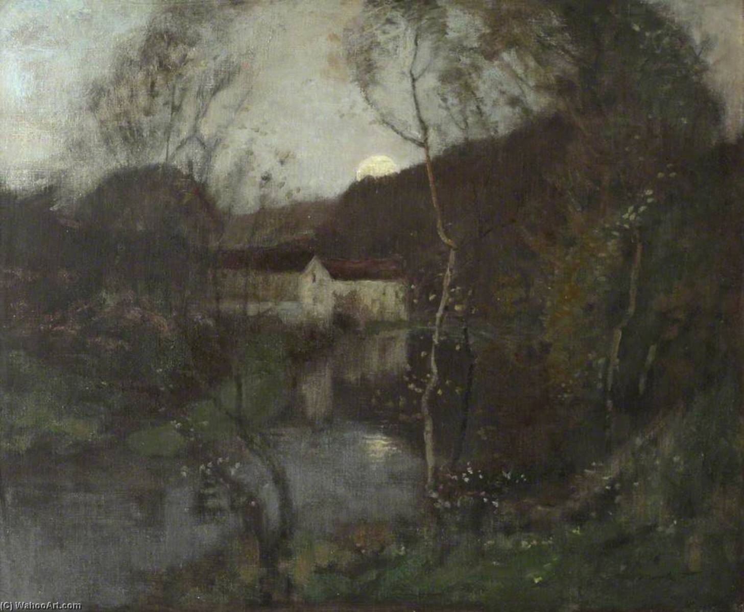 Oil Painting Replica River by Moonlight by Robert Macaulay Stevenson ...